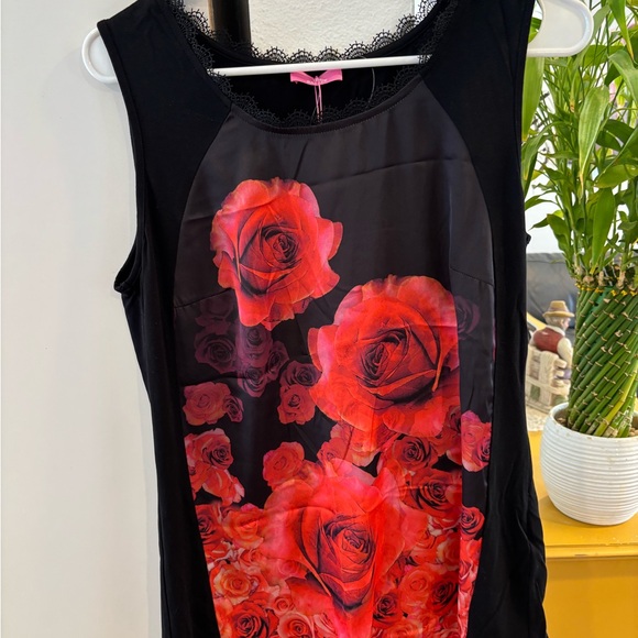 Basler | Tops | Basler Black And Red Rose Tank Top | Poshmark